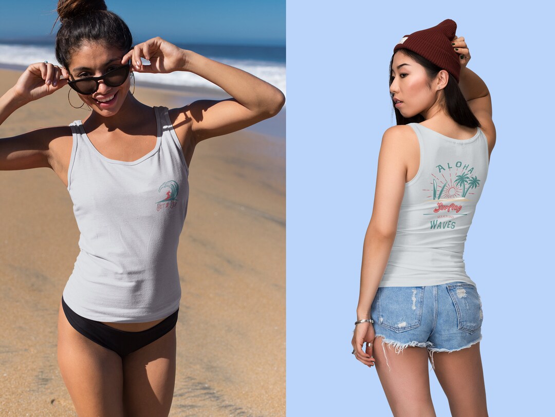 Retro Aloha Sea Sun and Waves, Tanque de surfista de sal y mar, camiseta sin mangas boyfriend ...
