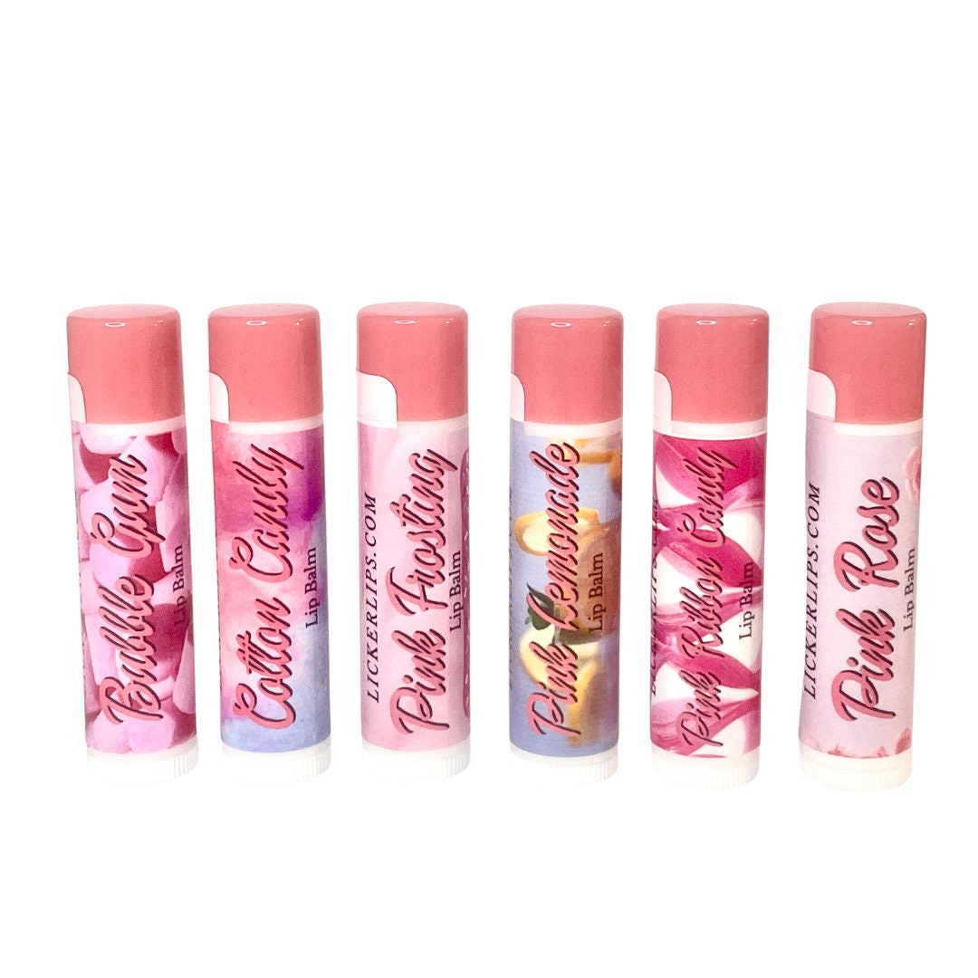 Barbie Inspired Lip Balm Pack Pink Theme Bubble Gum, Cotton Candy, Pink ...