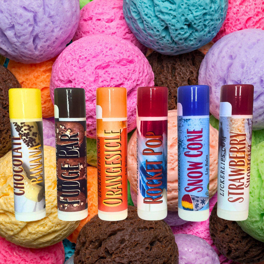 Ice Cream Flavored Lip Balm Set: Snow Cone, Rocket Pop, Fudge Bar - Etsy