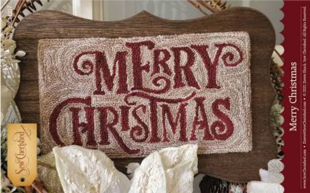 MERRY CHRISTMAS L Punch Needle Pattern L Christmas Decor L Pattern is ...
