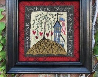 PEACE & JOY L Punch Needle Pattern L Spring Decor L Pattern Printed on Weavers Cloth L by ...