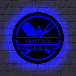 Custom LED Backlit Grill Sign, Personalized Illuminated Bar Sign, Man ...