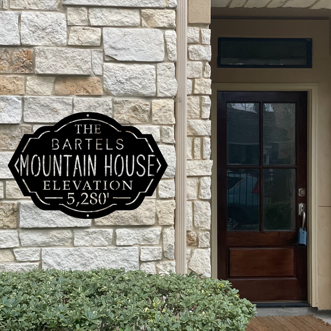 Custom Mountain House Sign, Personalized Elevation Sign, Outdoor Cabin ...