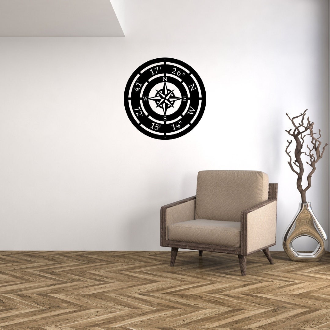 Custom Compass Rose, Personalized Coordinates Sign, Custom Metal Wall ...