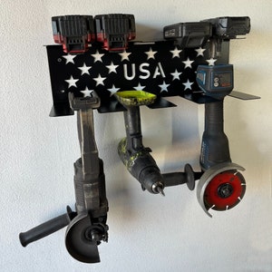 USA Power Tool Organizer Wall Mount, Cordless Drill Hanger and Battery ...