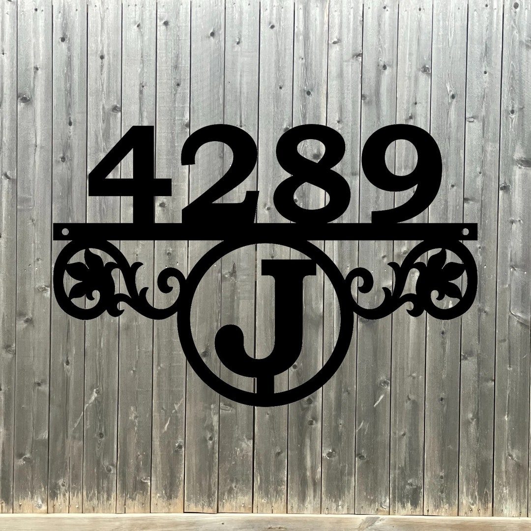 Bottom Letter Monogram Address Sign, Personalized House Numbers, Custom ...