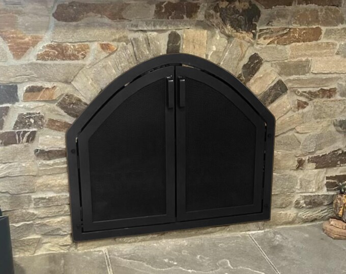 Custom Arched Fireplace Screen, Spark Gaurd, Wrought Iron Fireplace ...