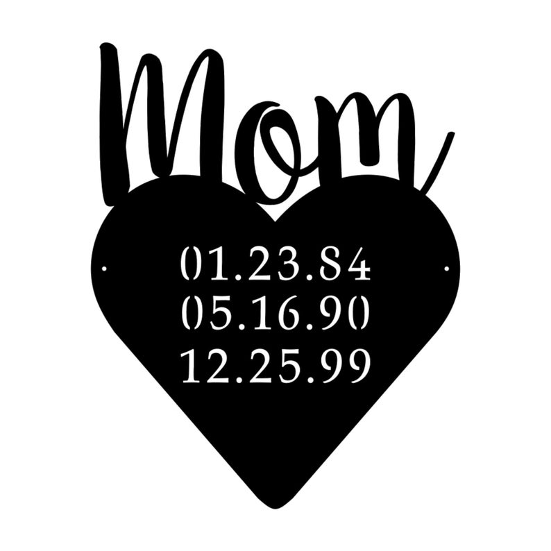 Mom Birthday Heart Sign, Custom Dates for Mom, Personalized Gift From ...