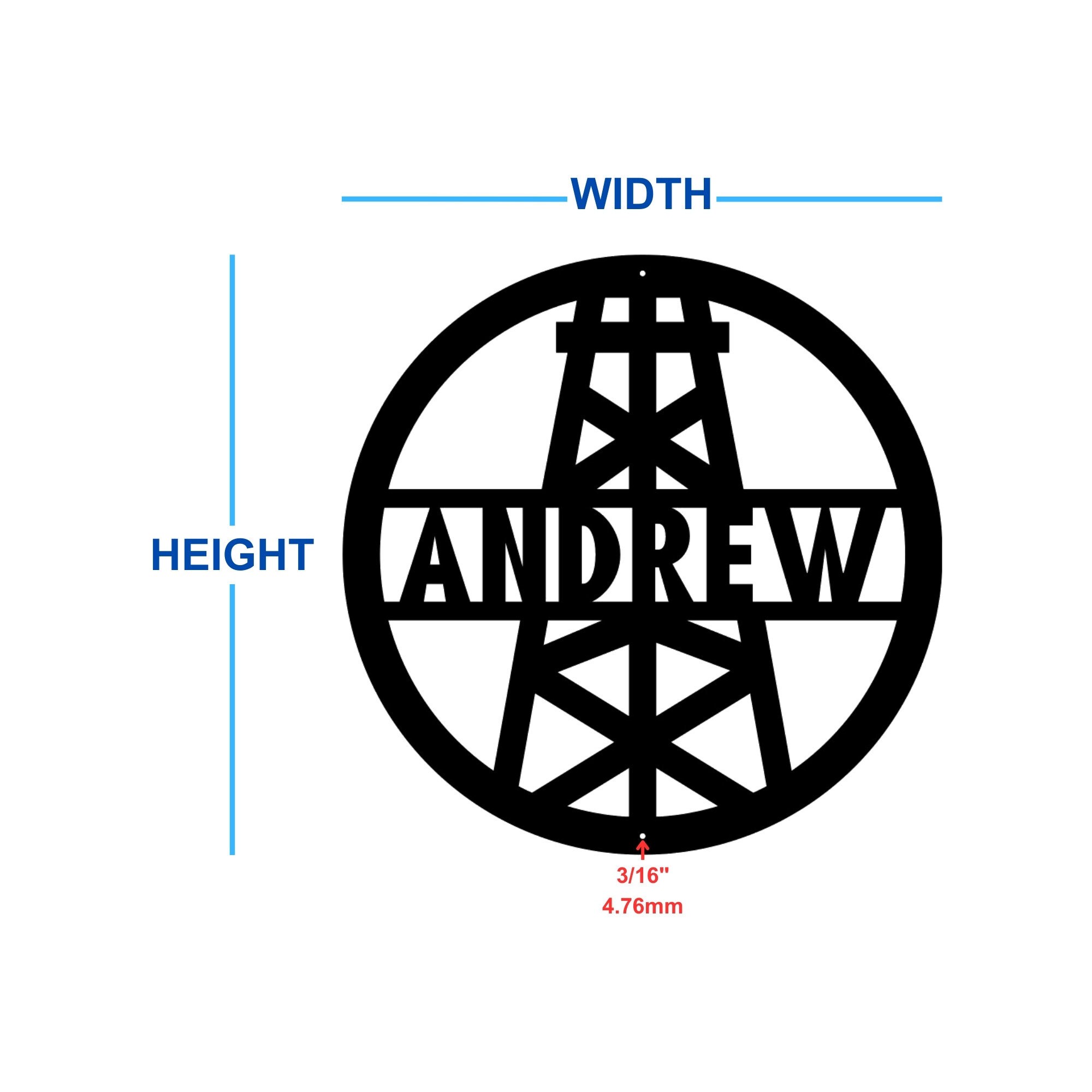 Custom Oil Derrick Metal Sign, Personalized Circular Oilfield Sign ...