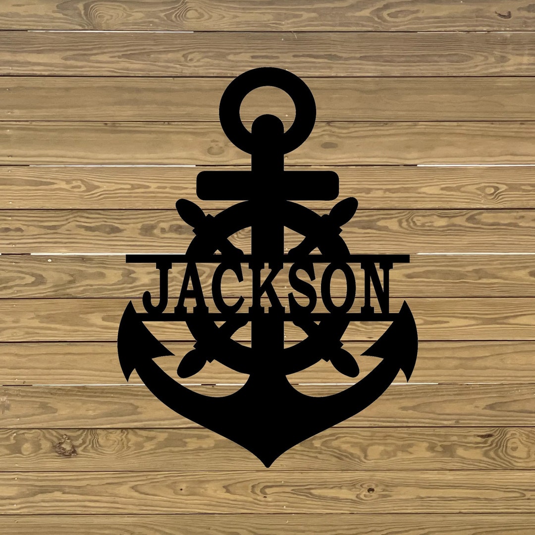 Anchor Name Sign, Custom Nautical Wall Art, Ocean Themed Decoration ...