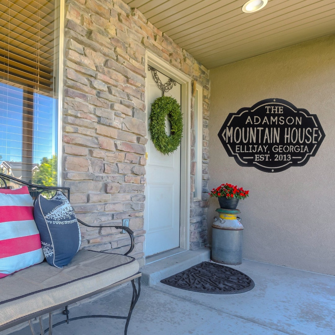 Custom Mountain House Sign, Personalized Location and Established Date ...