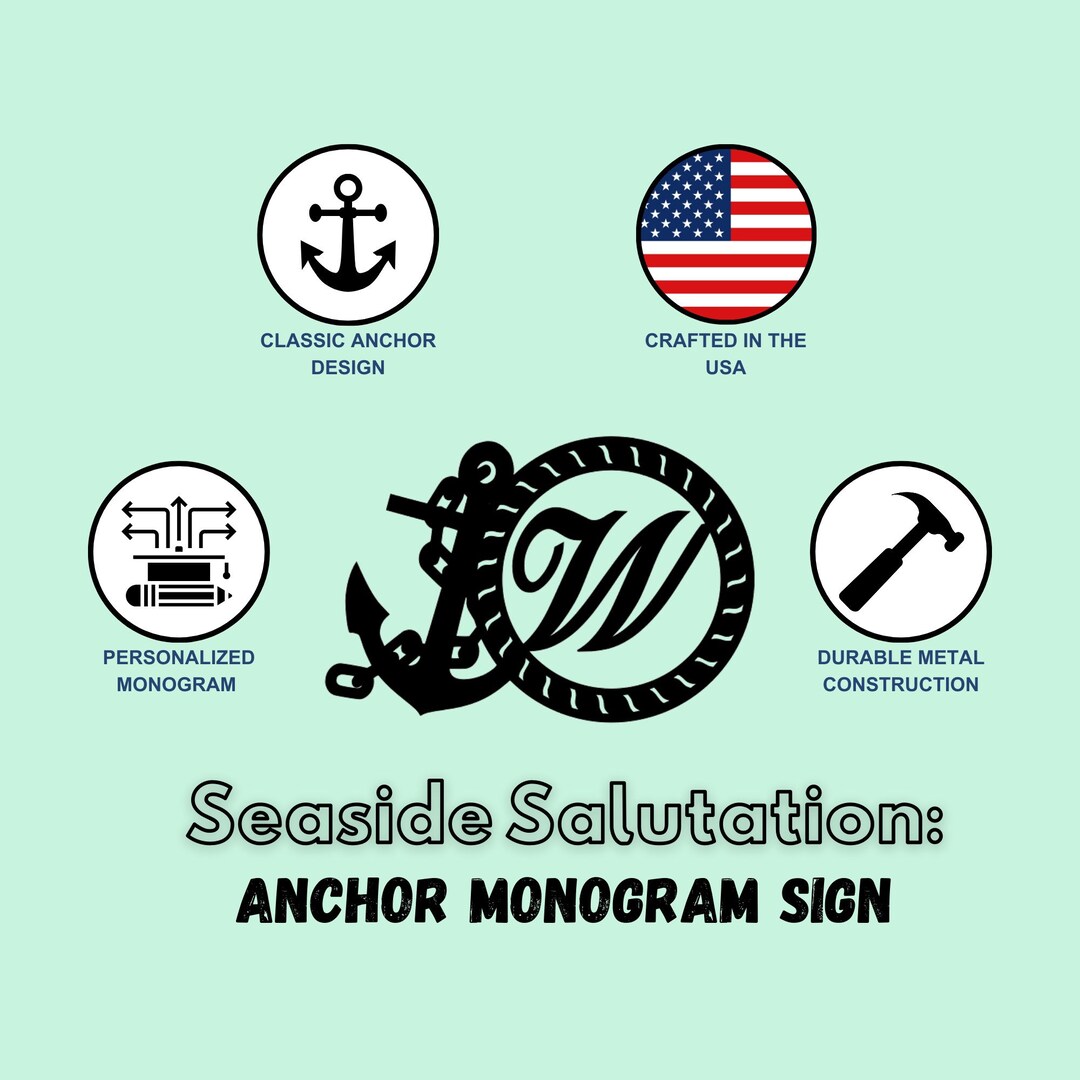 Anchor Monogram Sign, Custom Single Letter Rope Design, Home Decor ...