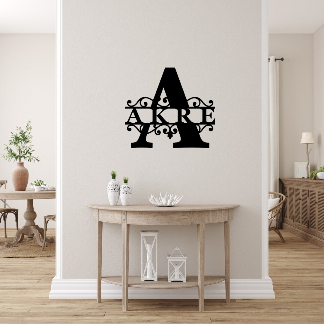 Custom Family Monogram, Personalized Name Sign, Closing Gift Metal ...