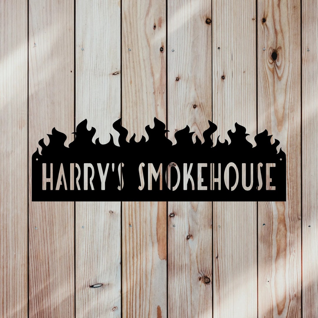 Smokehouse Name Sign, Personalized BBQ Pit Decor, Custom Metal Grill ...