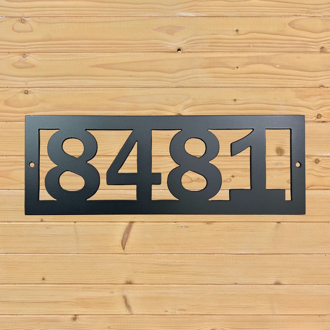 Custom Horizontal House Numbers, Outdoor Metal Address Sign, Modern ...