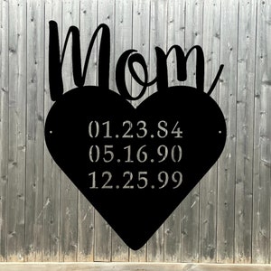 Mom Birthday Heart Sign, Custom Dates for Mom, Personalized Gift From ...