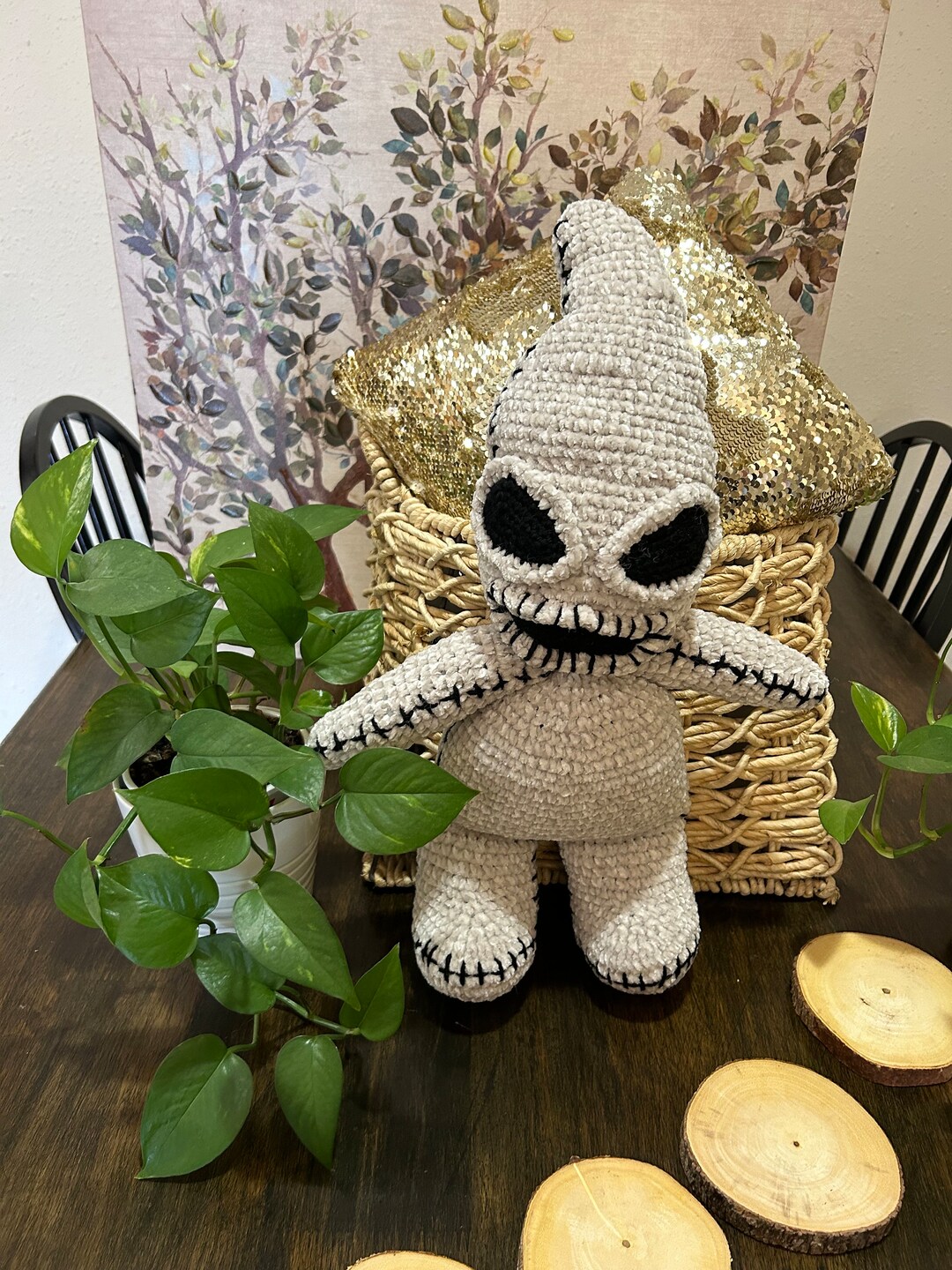 Adorable Crochet Oogie Boogie Doll, Handmade, Halloween, Valentine’s ...