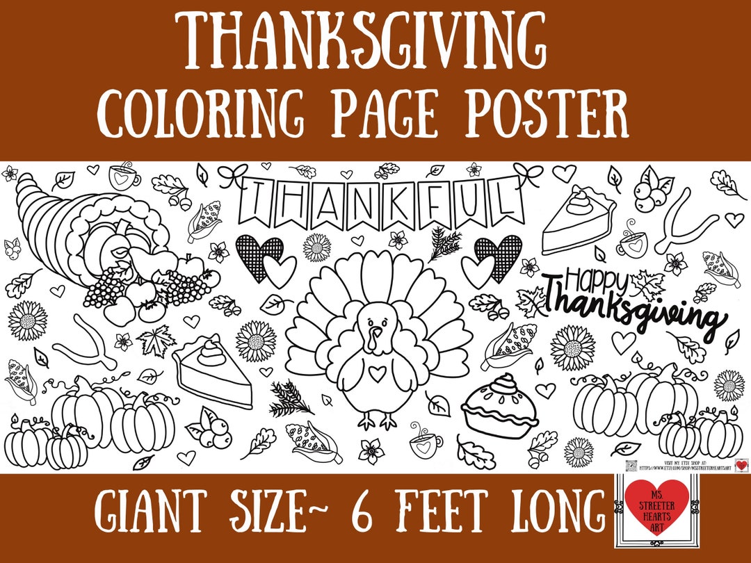 GIANT Thanksgiving Coloring Poster/ Coloring - Etsy