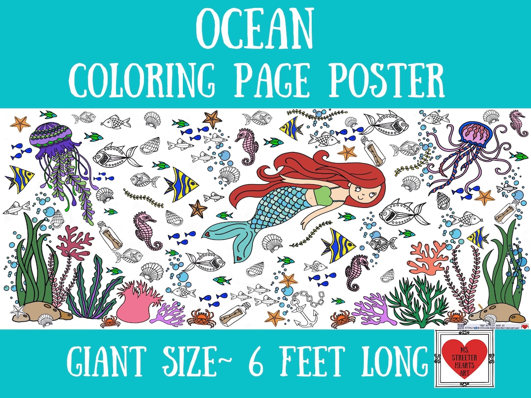 COLORING POSTER, OCEAN Theme Décor, Cool Posters, Ocean Poster, Beach ...