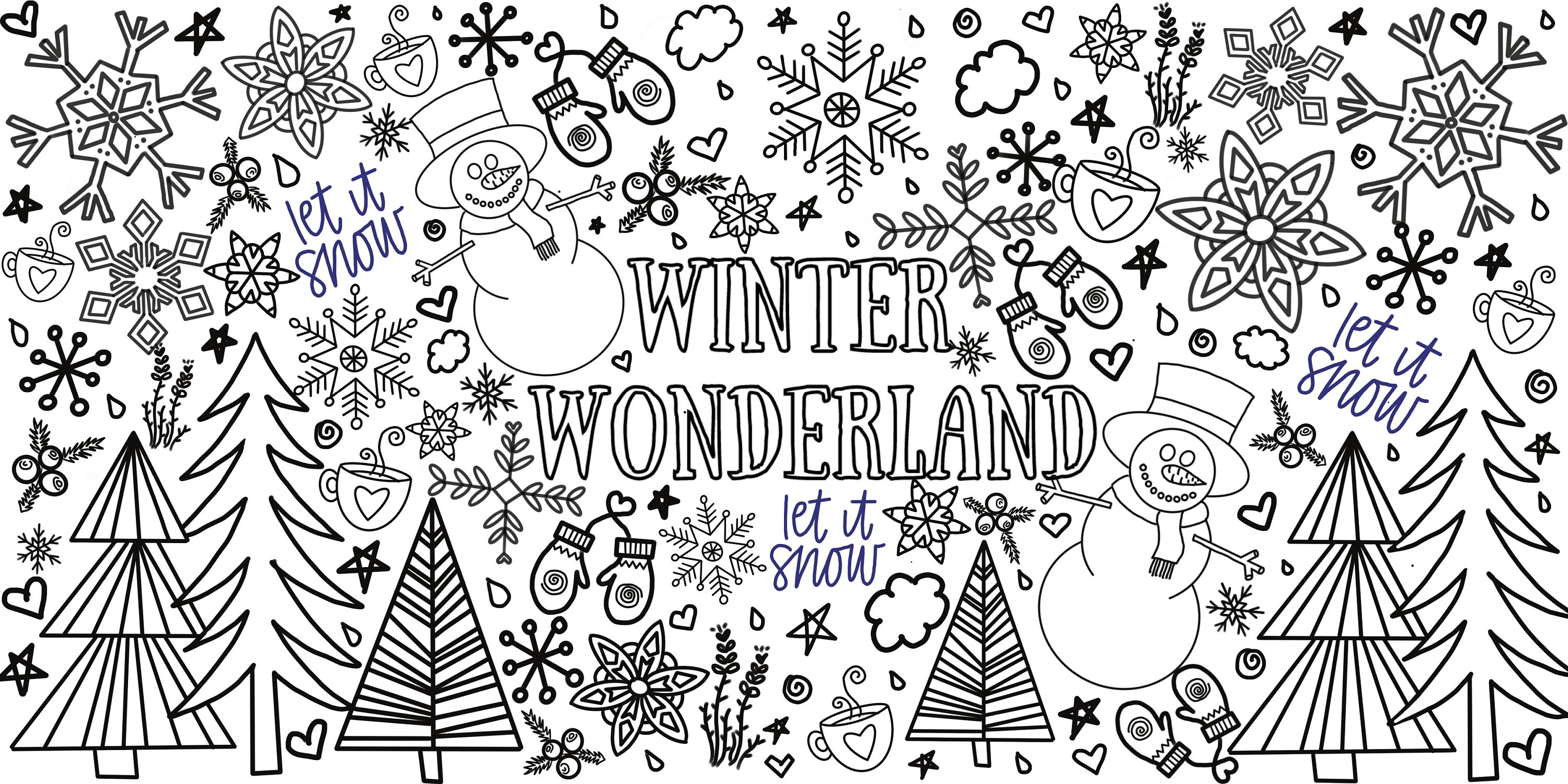 Winter Coloring Poster/ Large Coloring Poster/ Seasonal | Etsy