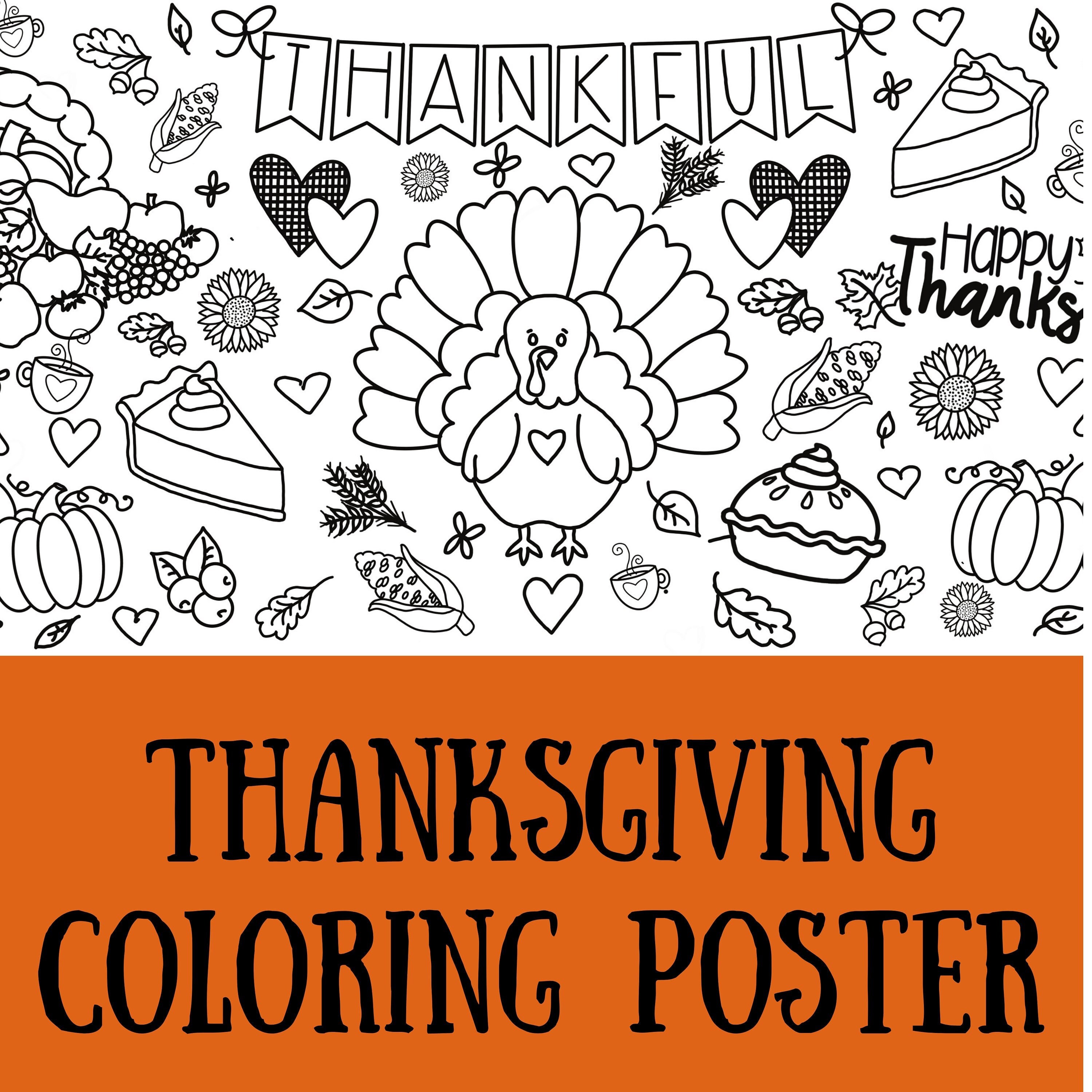 GIANT Thanksgiving Coloring Poster/ Coloring - Etsy