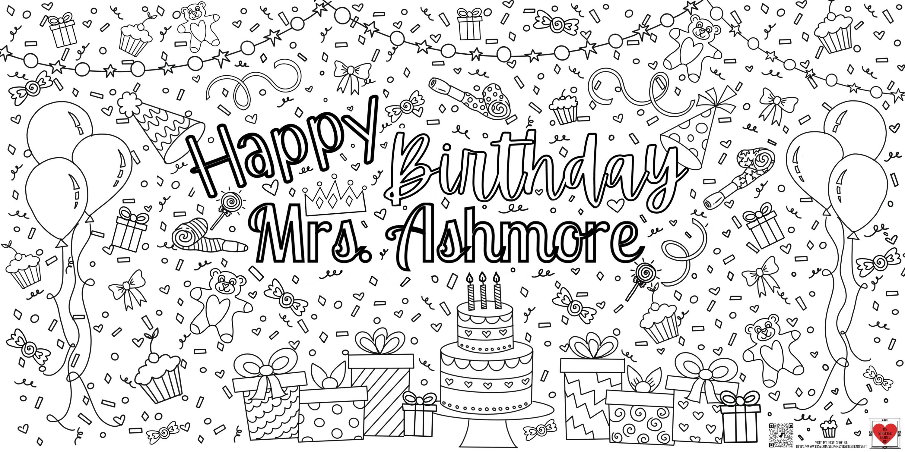 Kids BIRTHDAY BANNER COLORING Poster Custom Tablecloth - Etsy