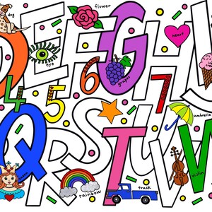 ALPHABET POSTER, Fine Motor Skills, COLORING Poster, Aesthetic Abc ...