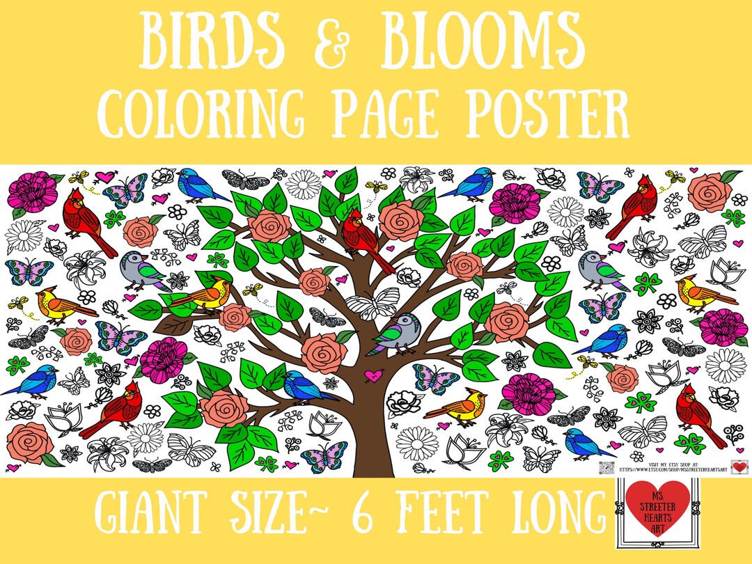 Giant Coloring Poster/ Spring Coloring Poster/ Party Decorations/ Paper ...