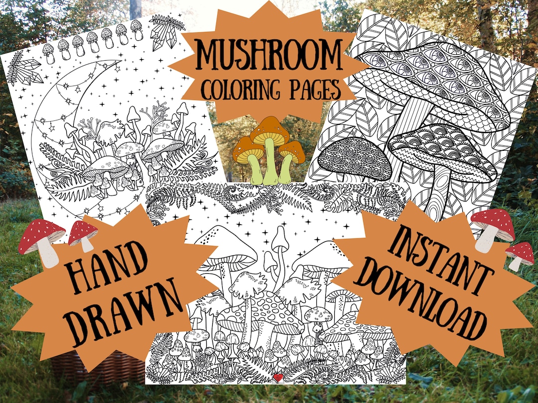 MUSHROOM WONDERLAND Bundle/ Instant Download/fantasy Coloring/mushroom ...