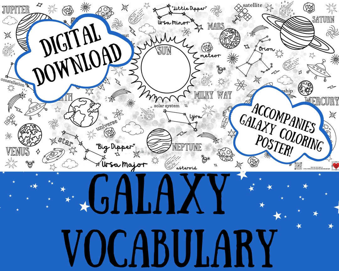 Galaxy Vocabulary for Coloring Poster/ Digital Download - Etsy
