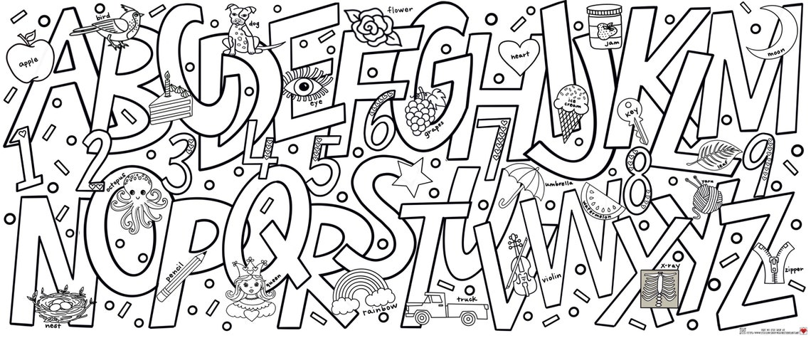 ALPHABET POSTER, Fine Motor Skills, COLORING Poster, Aesthetic Abc ...