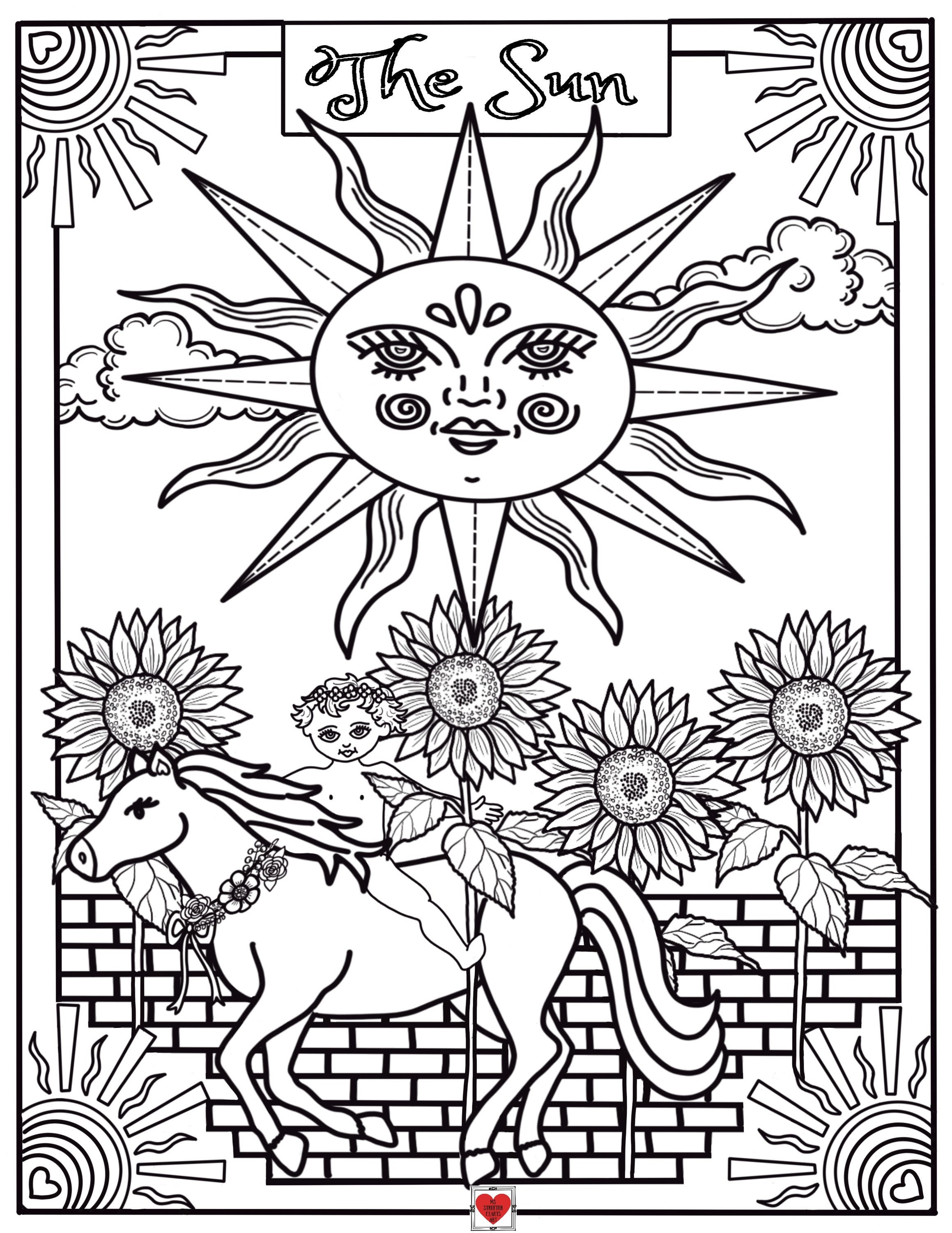 TAROT COLORING CARDS, Celestial Aesthetic, Adult Coloring, Digital ...