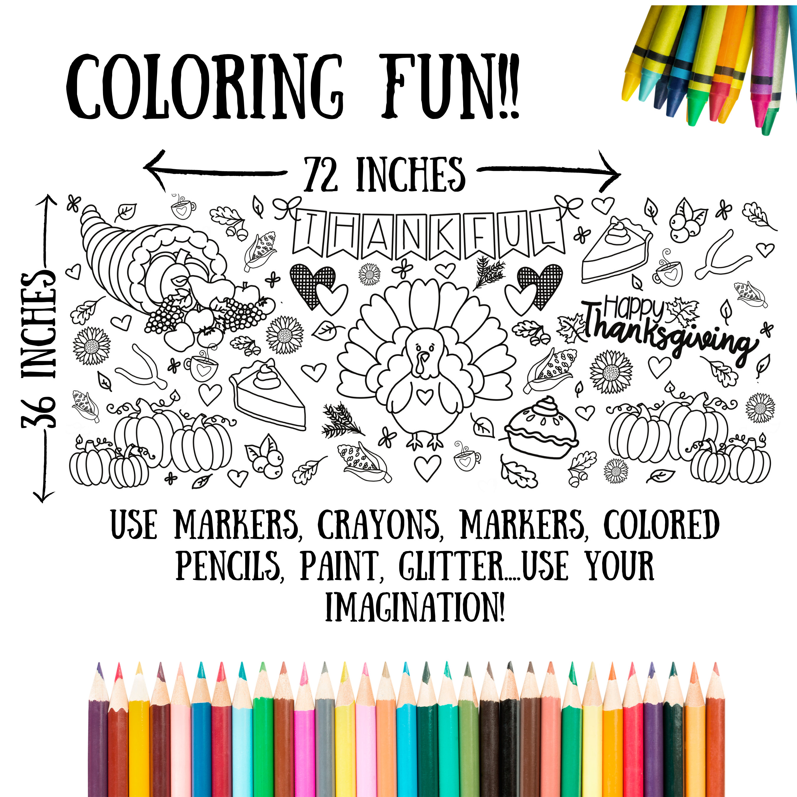 GIANT Thanksgiving Coloring Poster/ Coloring - Etsy