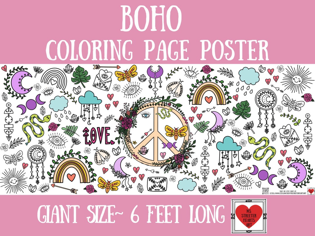 COLORING POSTER, BOHO Classroom Décor, Coloring Designs, Classroom ...