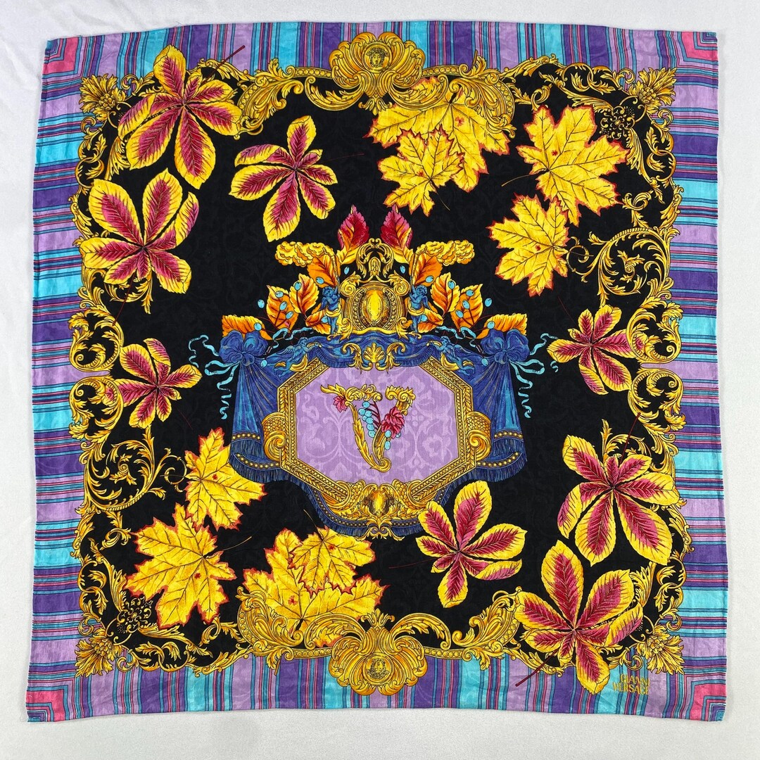 Vintage Gianni Versace Handkerchief, Cotton Bandana, Vintage Paisley ...