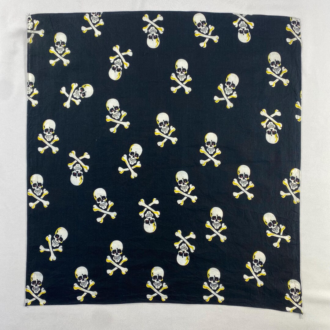 Vintage Skull Handkerchief, Cotton Bandana, Vintage Paisley Pocket ...