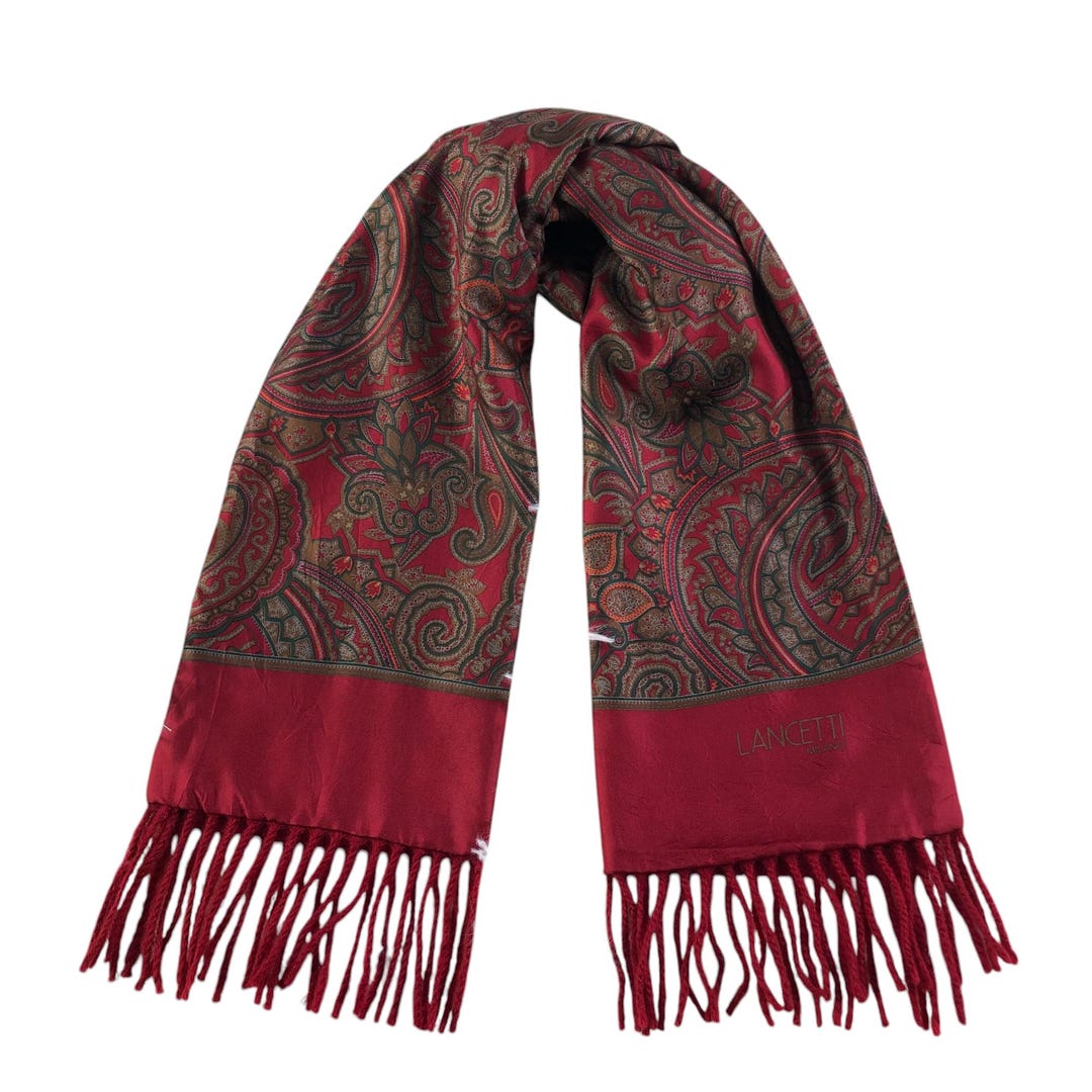 Vintage Lancetti Silk Wool Scarf Muffler Vintage Wool Scarves Unisex ...