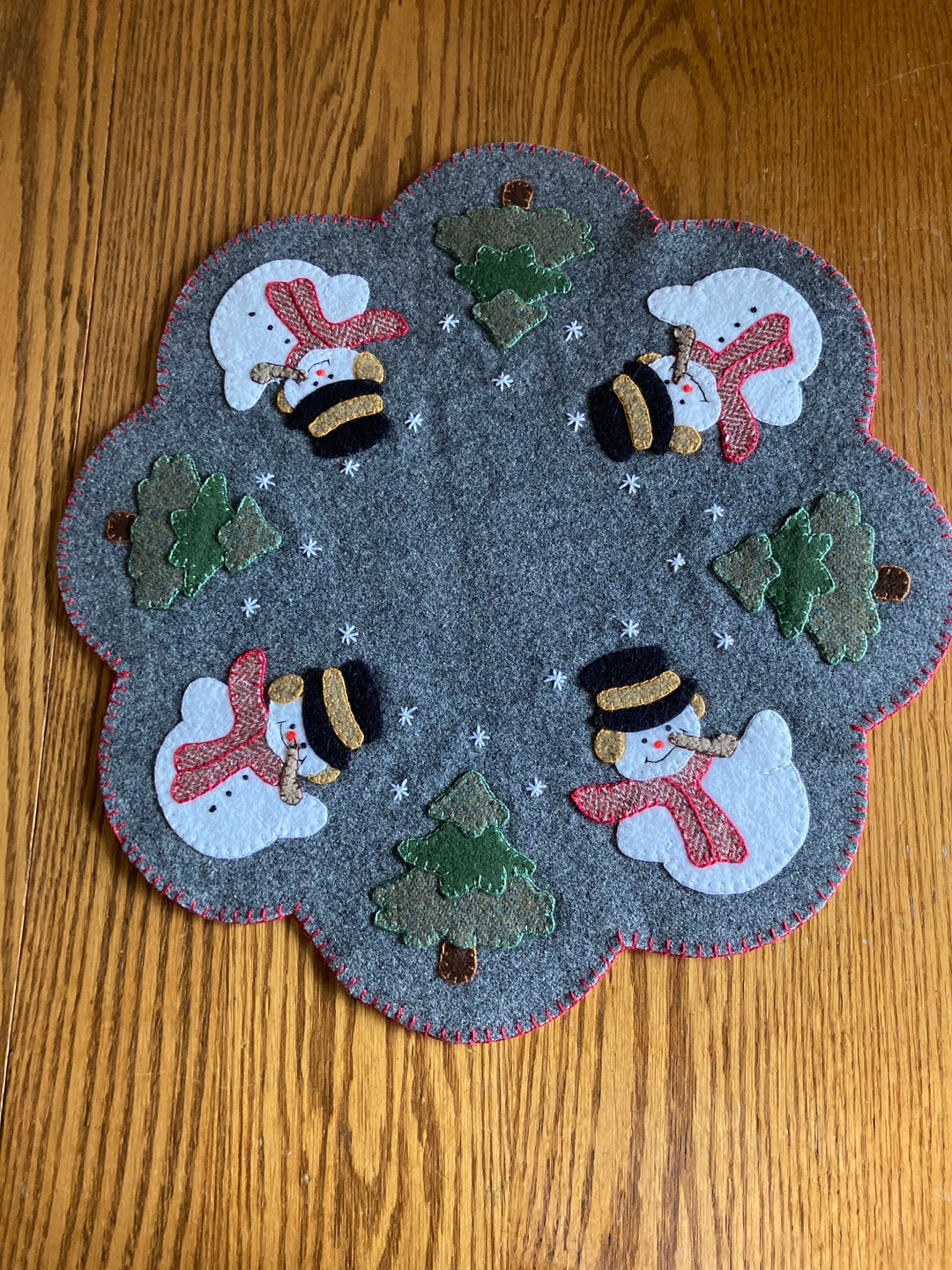 Snowman Penny Rug Candle Mat - Etsy
