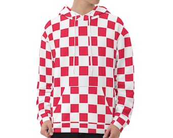 Red Checkered Hoodie - Etsy