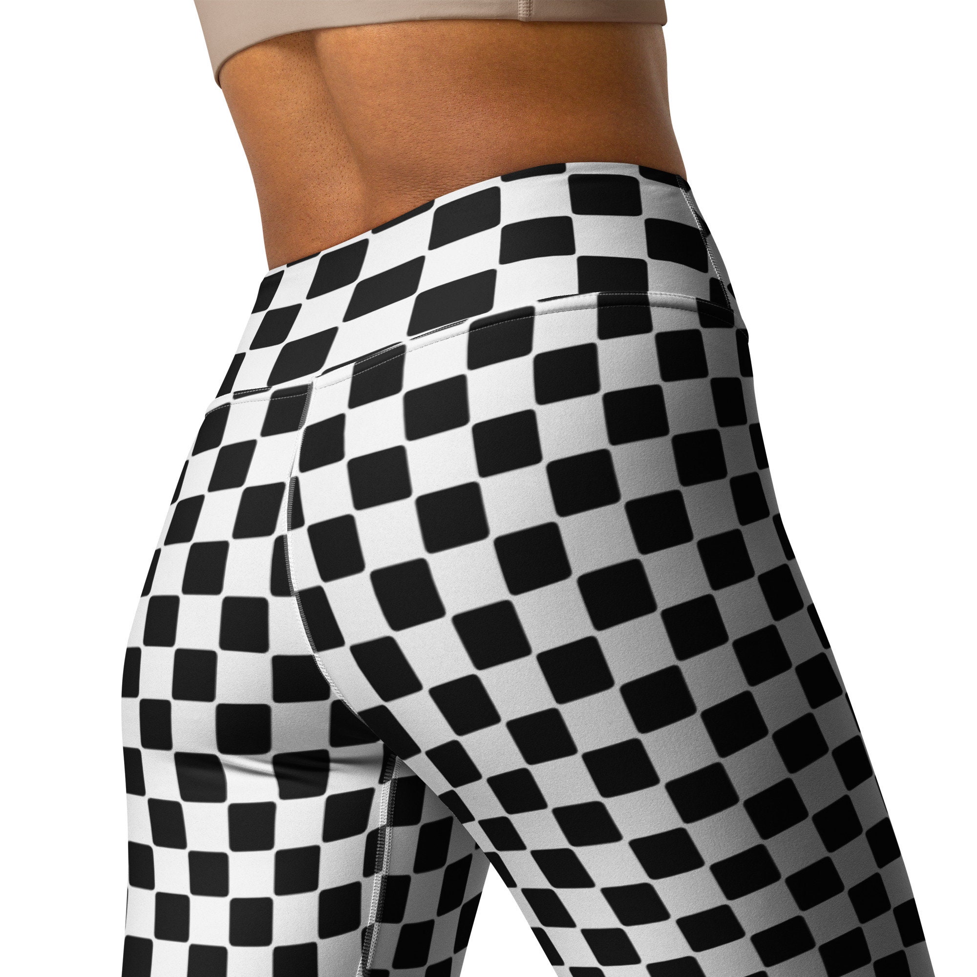 Small Checkered Leggings, Black and White, High Waisted, Super Soft ...