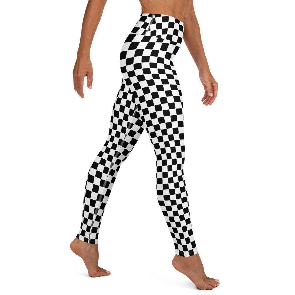 Small Checkered Leggings, Black and White, High Waisted, Super Soft ...