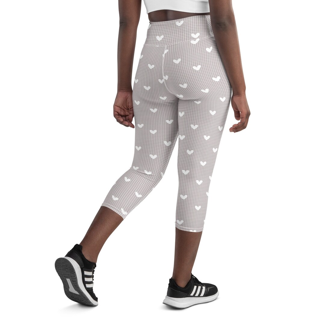 White Lace Capri Leggings, Neutral Colour, High Waisted, Yoga Pants ...