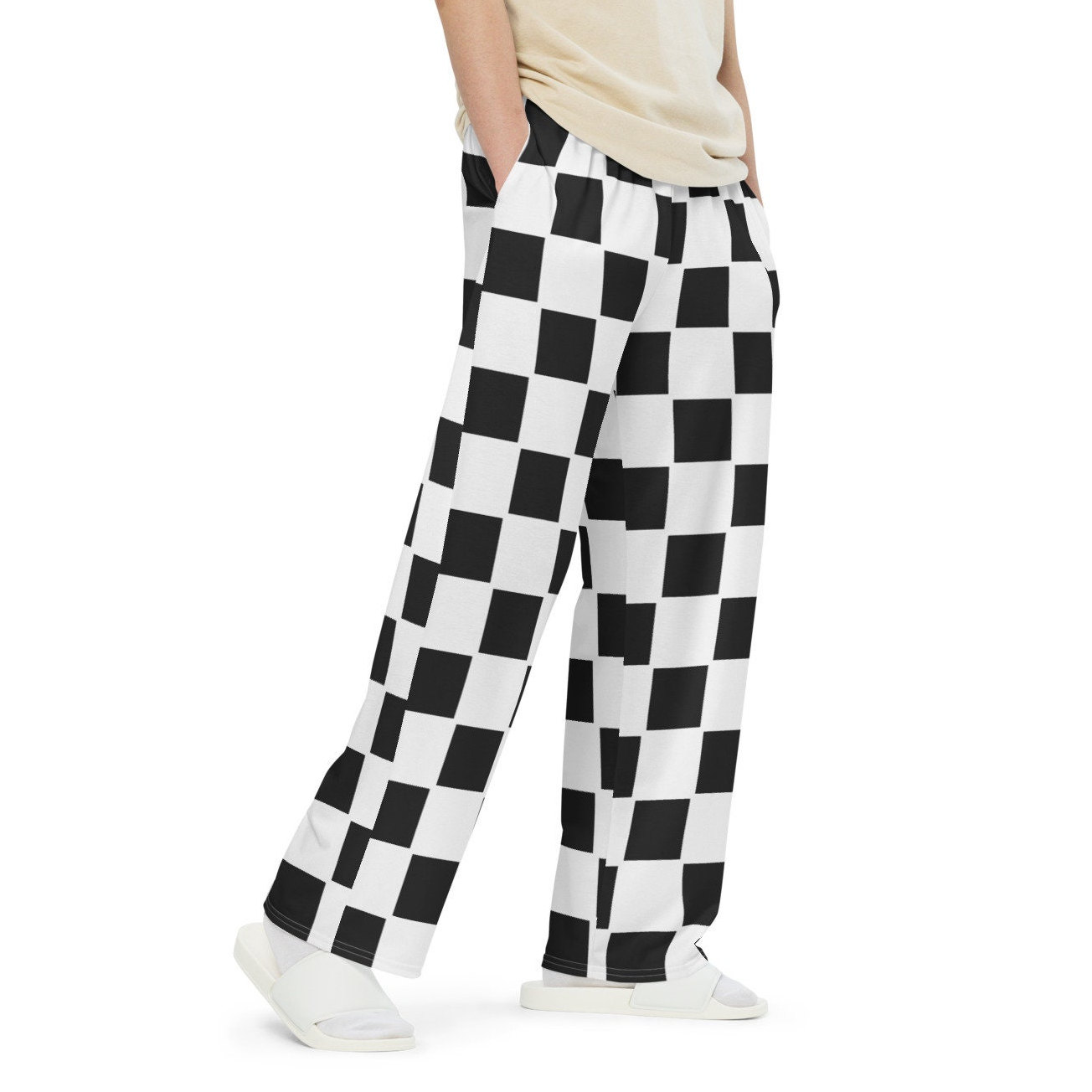 Checkered Pants, Wide Leg Trousers, Relaxed Fit, Vintage, Baggy Pants ...