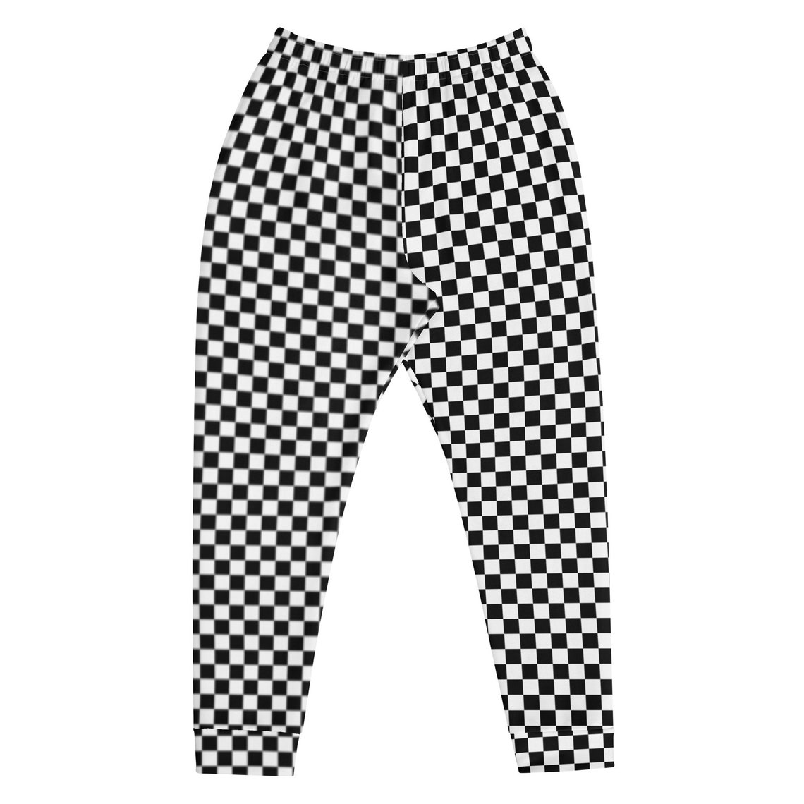 Small Checkered Print Trousers, Black and White Checked Joggers ...