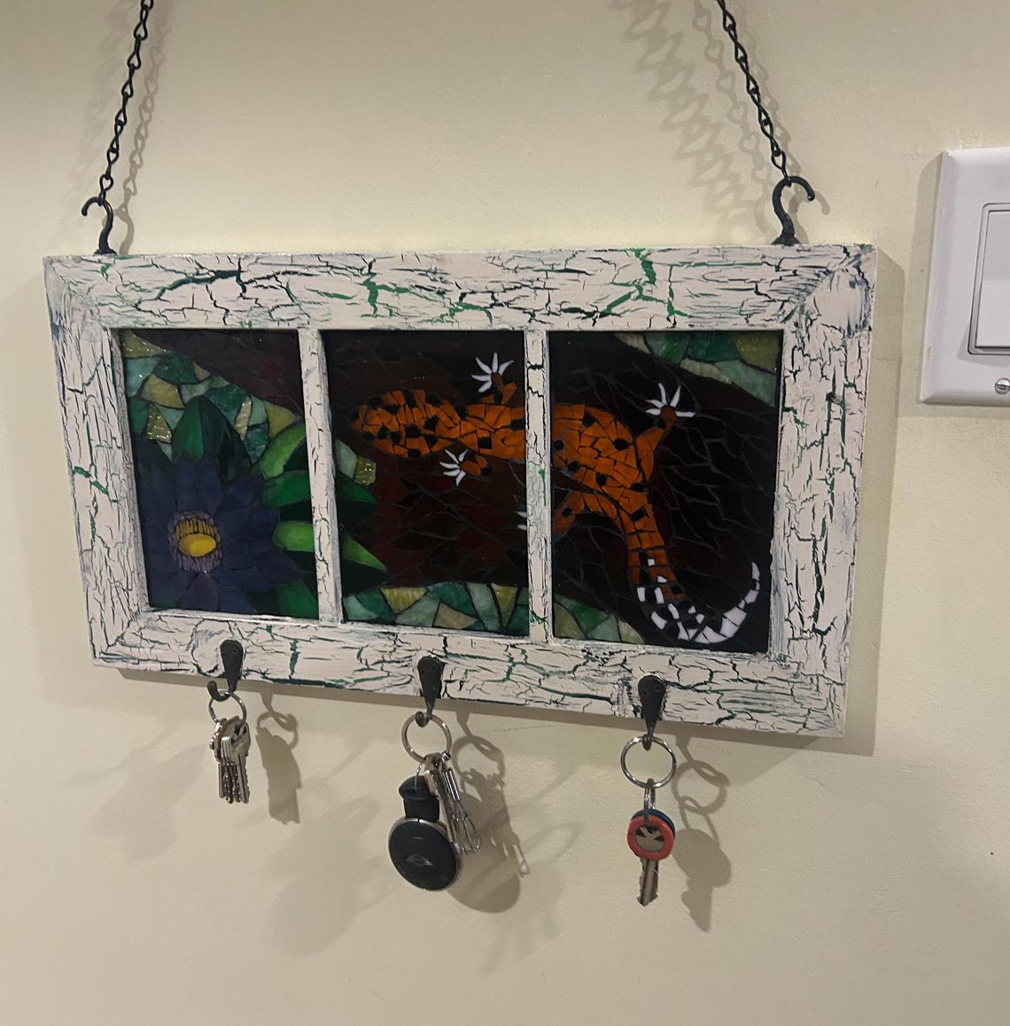 Stained Glass Mosaic, Leopard Gecko With Flower - Etsy