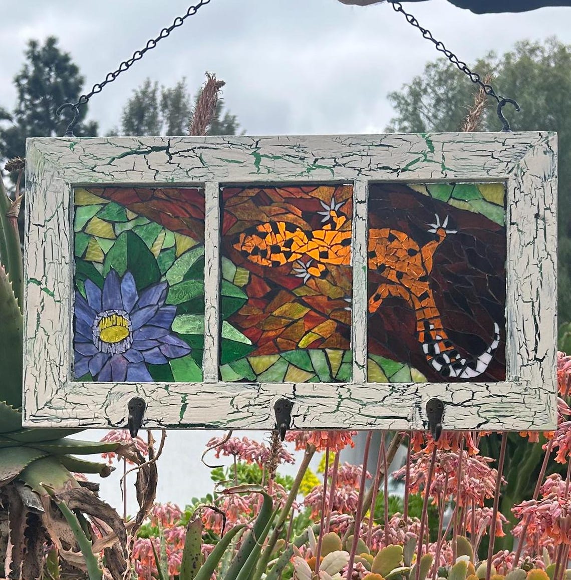 Stained Glass Mosaic, Leopard Gecko With Flower - Etsy