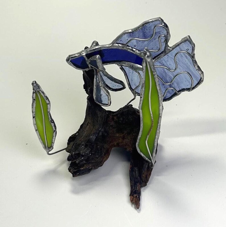 Stained Glass Siamese Fighting Fish Sculpture on Driftwood - Etsy
