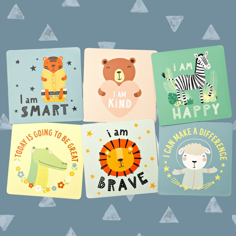 12 Childrens Motivational Affirmation Cards Set | Etsy