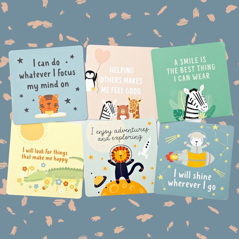 12 Childrens Motivational Affirmation Cards Set | Etsy