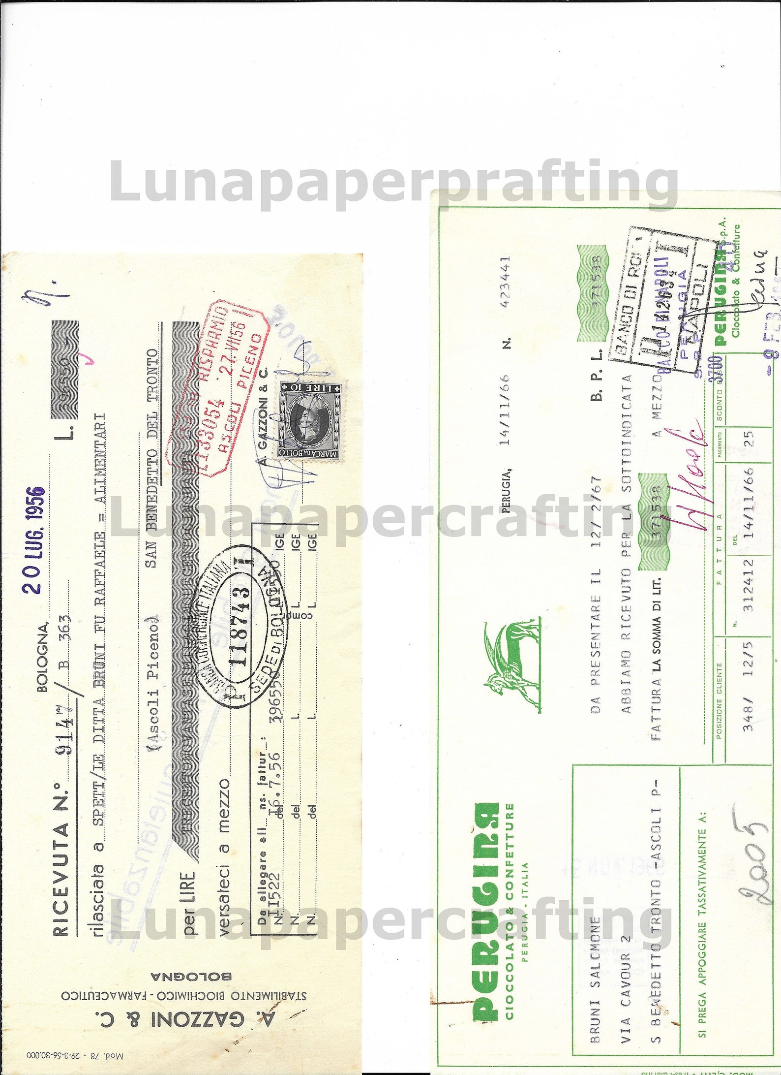 8 Vintage Italian Receipts Fronts and Backs. Junk Journals ...